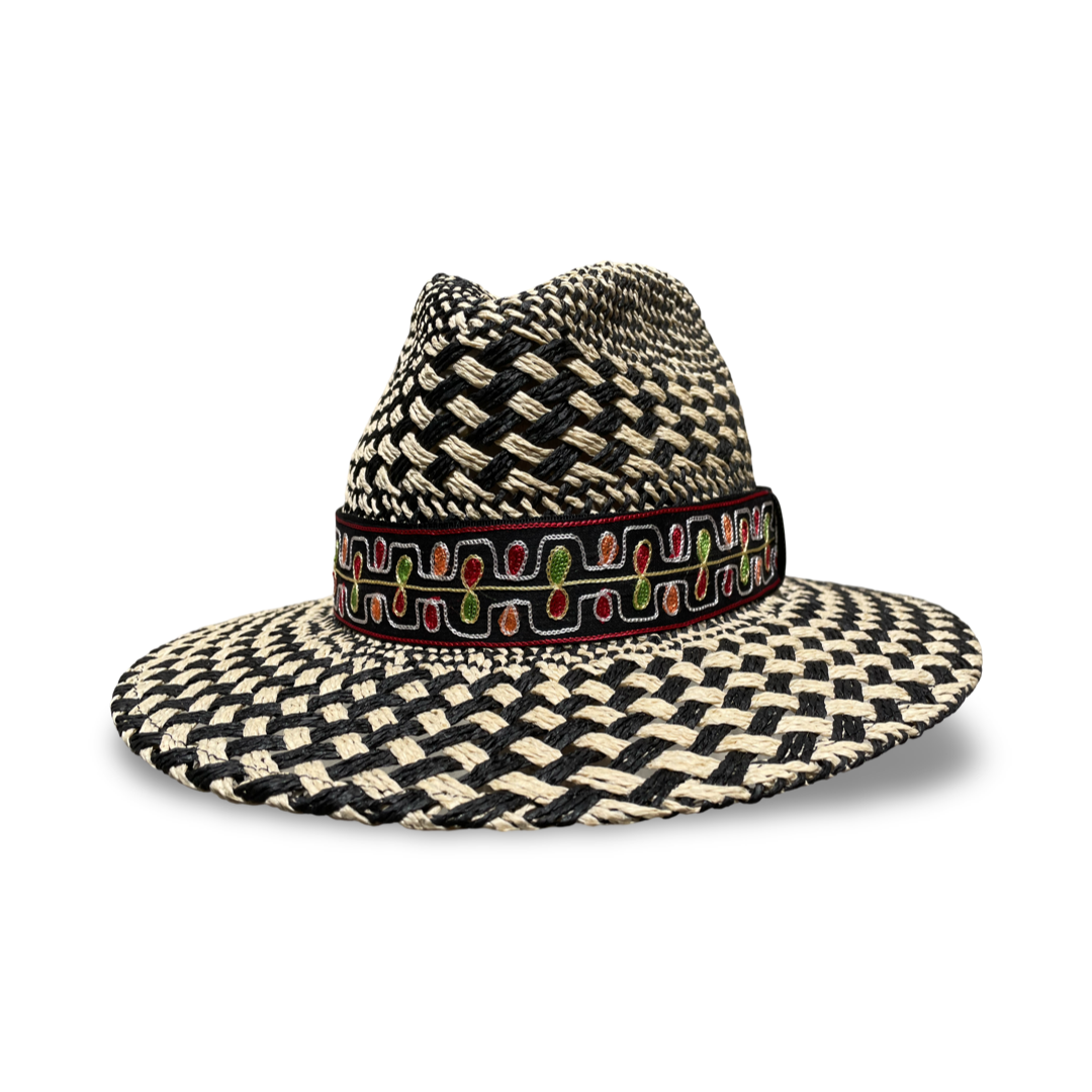 Graphic Straw Fedora | Cha Cha's House | Music Festival Hats