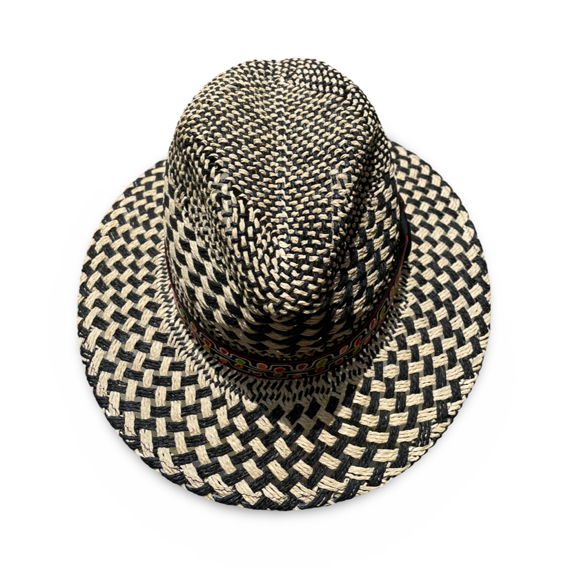 Graphic Straw Fedora | Cha Cha's House | Music Festival Hats